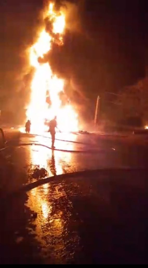 Oyo Fire Service Rescues Victim As Burning Truck Sparks Night-Time ...